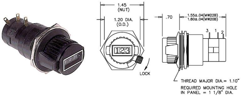 DC22 ConcentricPrecision Turns Counting Dial/Pot Combination